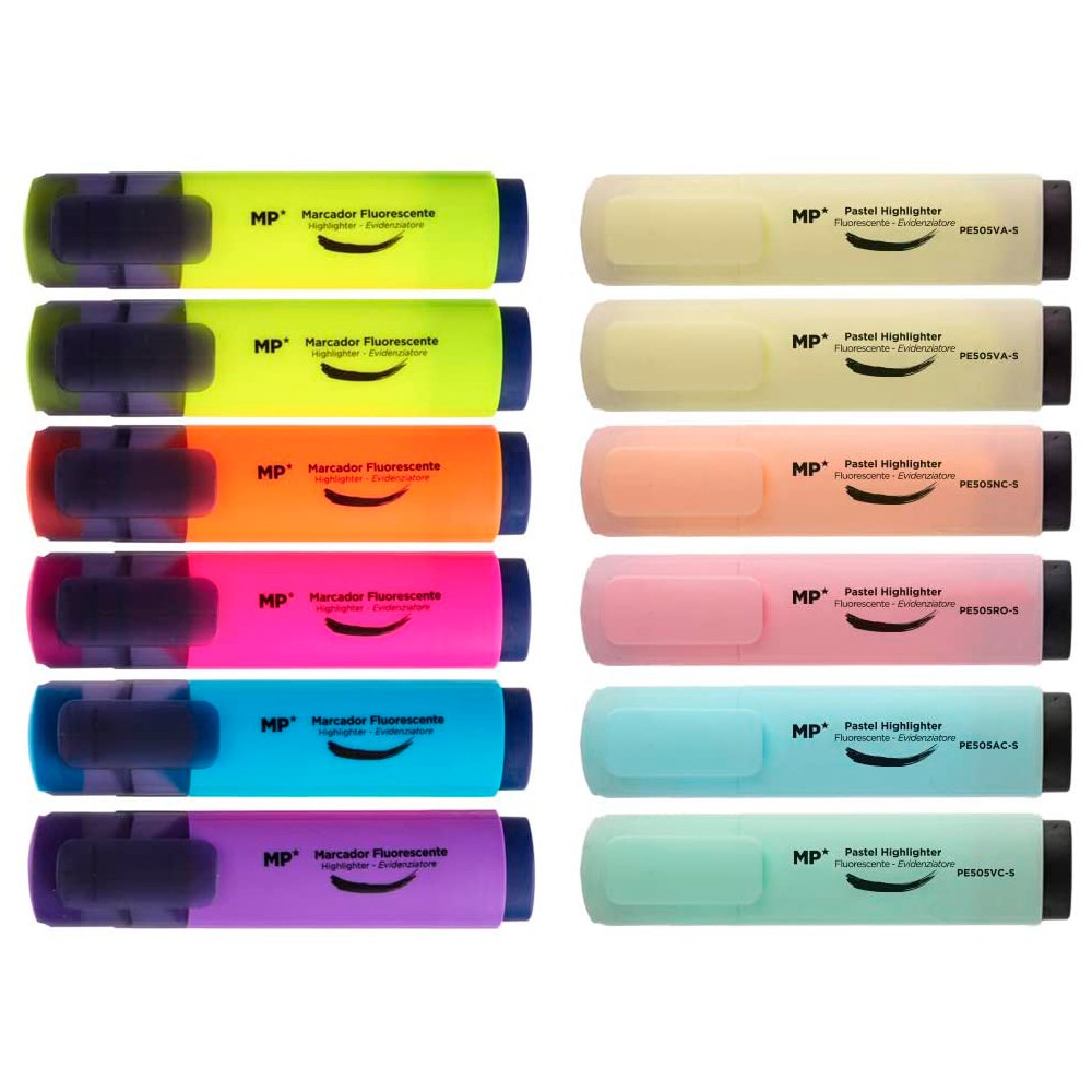 Subrayadores color pastel y fluorescentes, puntas biseladas y muy ...