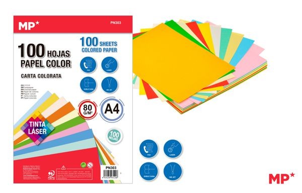 Papel a4 100 hojas 80g color surtido | Hansel Home