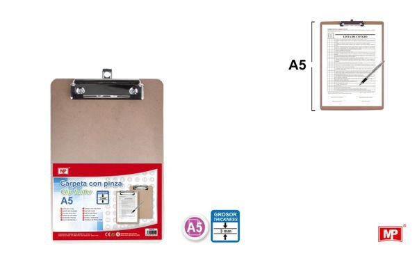 Carpeta de madera con pinza a5 | Hansel Home