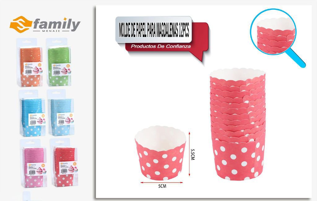 Molde de papel para magdalenas 12pcs 5.5x5cm colores aleatorios 1 Pcs ...