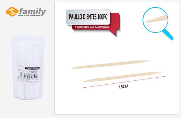 Palillo dientes madera 100pc 7.5cm | Hansel Home