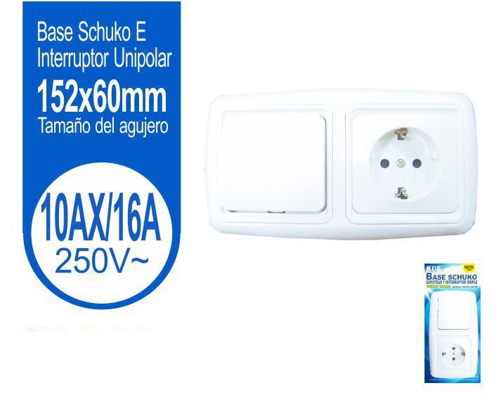 Base schuko+interruptor simple combinada blanco | Hansel Home