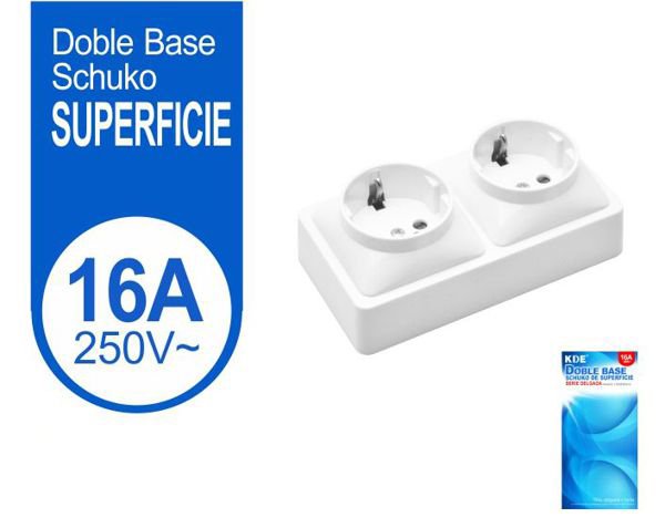 Doble base schuko de superficie serie delgada | Hansel Home