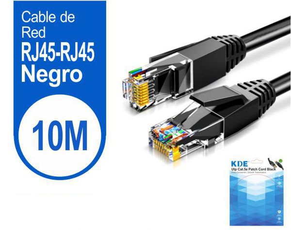 Cable de red RJ45-RJ45 negro 10m | Hansel Home