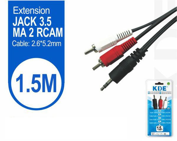 Extension Jack 3.5mm 2 RCA M 1.5m | Hansel Home